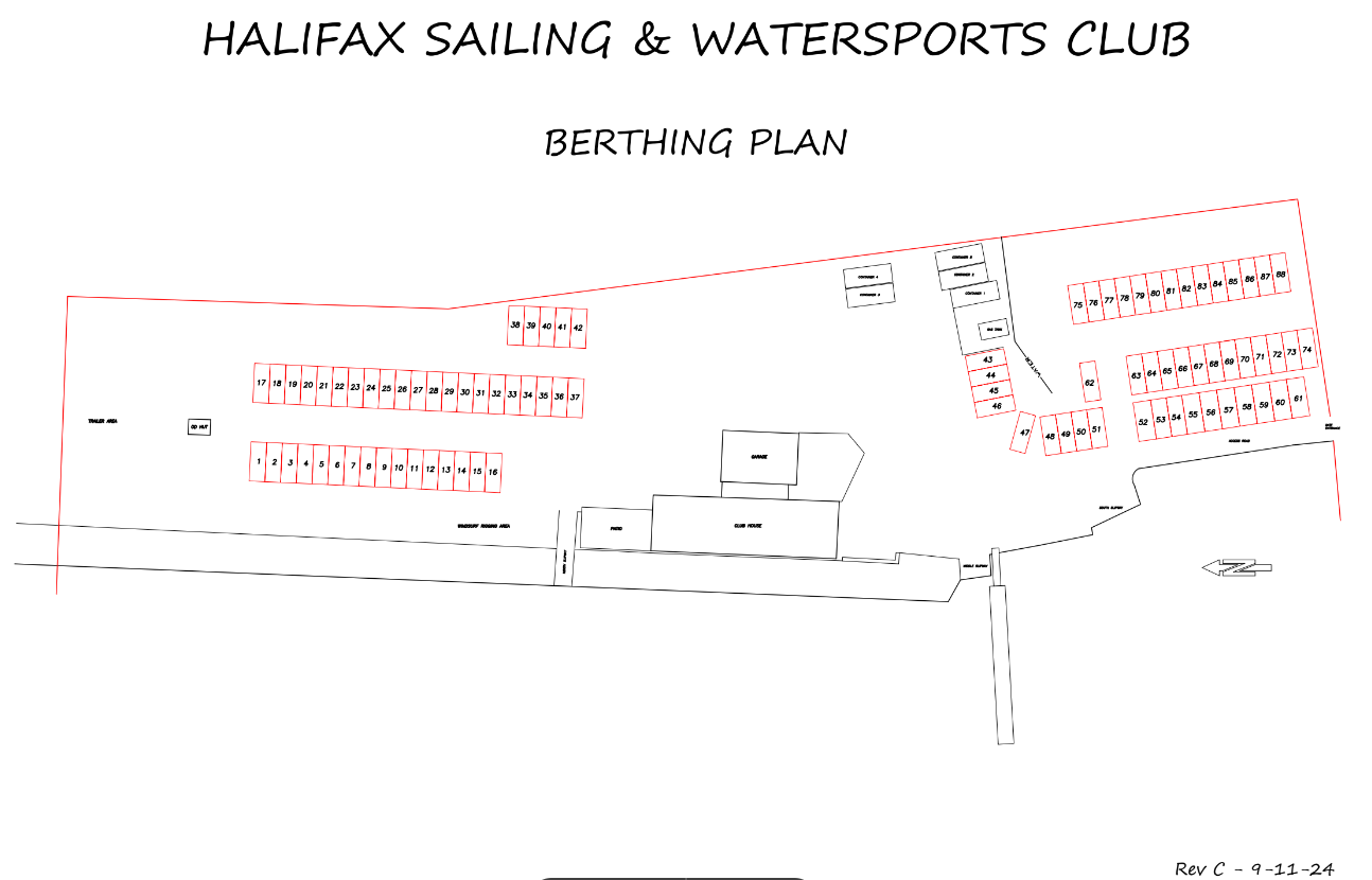 Berthing Plan – Rev C | Halifax Sailing and Watersports Club